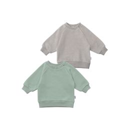 Sweatshirt Liliput, M&auml;dchen, Gr. 86/92, gr&uuml;n (gr&uuml;n, grau), 80% Baumwolle, 20% Polyester, unifarben, normal, Rundhals, Sweatshirts Sweatshirt, mit B&uuml;ndchen an den &Auml;rmeln