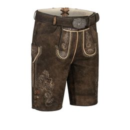 N&uuml;bler Trachtenlederhose N&Uuml;BLER "Lederhosen kurz Latz Hansi", Herren, Gr. 50, EURO, braun, Obermaterial: 100% Lammleder LEL., Hosen