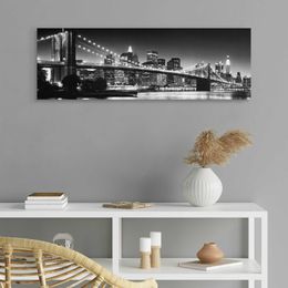 Bild Reinders "New York - Brooklyn Bridge black &", schwarz (farbe bild(er): schwarz), B:90cm H:30cm, MDF, Bilder, Bild, 90/30 cm