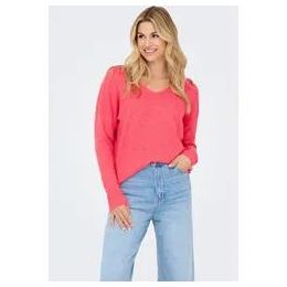 V-Ausschnitt-Pullover Only "ONLRICA LIFE L/S V-NECK PULLO KNT NOOS", Damen, Gr. M, sun kissed coral detail:melange, Strick, Obermaterial: 93% Polyester, 4% Nylon, 3% Elasthan, meliert, regular fit normal, V-Ausschnitt, Rippstrickb&uuml;ndchen, Pullover, Materialmix, regular fit