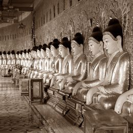 Fototapete papermoon "Chinesische Figuren Sepia", bunt, B:4m L:2,6m, Vlies, Tapeten