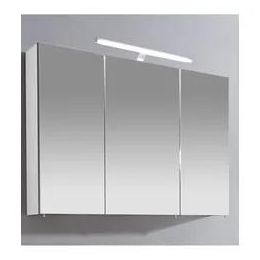 Spiegelschrank Schildmeyer "Irene", wei&szlig;, B:100cm H:75,5cm T:16cm, Schr&auml;nke, Spiegelschrank, Breite 100 cm, 3-t&uuml;rig, LED-Beleuchtung, Schalter-/Steckdosenbox