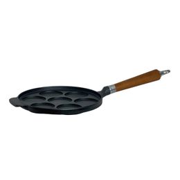 Bratpfanne RONNEBY BRUK "Maestro Minipfannkuchen-Pfanne, &Oslash; 24 cm, mit Holzgriff", schwarz, mit buchenholzgriff, B:24cm H:7cm L:51cm, Pfannen, Bratpfanne