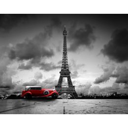 Fototapete papermoon "Oldtimer Eiffelturm", bunt, B:4m L:2,6m, Vlies, Tapeten