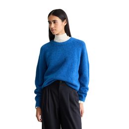 Marc O'Polo Strickpullover MARC O'POLO DENIM "aus kuscheligem Alpakawolle-Mix", Damen, Gr. XXL, pale cobalt, Obermaterial: 42% Polyamid, 28% Wolle, 28% Alpaka, 2% Elasthan, unifarben, Rundhals, Pullover Strickpullover