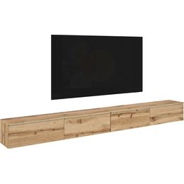 Lowboard Home Affaire "Vera, TV-Schrank, Breite 300 cm, verschiedene Farbausf&uuml;hrungen", votaneichefarben, B:300cm H:32cm T:33cm, Sideboards, Lowboard, Mit LED, 4 Klappen, grifflose Fronten, h&auml;ngend oder stehend