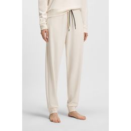 BOSS Damen Relaxhose "CP Stripe_Pants Cuff", Gr. L, wei&szlig;, Sweatware, Obermaterial: 46% Baumwolle, 46% Lyocell, 8% Polyamid, Hosen, mit