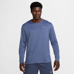 Laufshirt Nike "M NK DF UV MILER TOP LS", Herren, Gr. S, diffused blau, reflective silv, Obermaterial: 100% Polyester, normal, Shirts Laufshirt, Langarm, f&uuml;r Training und Laufeinheiten, atmungsaktiv