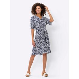 Heine Damen Druckkleid "Druck-Kleid", blau, Gr. 46, bedruckt, gebl&uuml;mt, gemustert, mehrfarbig, 100% Viskose, Kleider
