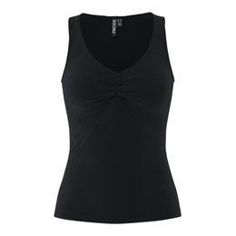 V-Shirt Pieces "PCMALIVA SL V-NECK TOP JRS NOOS BC", Damen, Gr. L, schwarz, Jersey, Obermaterial: 90% Viskose, 10% Elasthan, unifarben, eng normal, V-Ausschnitt, Shirts, mit Raffung im Brustbereich