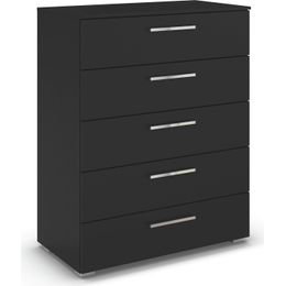 Schubkastenkommode Rauch "Highboard Sideboard Kommode MONTCLAR Frontauswahl Dekor/Hochglanz/Glas", schwarz, griffe chrom, B:80cm H:100cm T:42cm, Holzwerkstoff, Sideboards, mit 5 ger&auml;umigen Schubladen, viele Griffvarianten MADE IN GERMANY