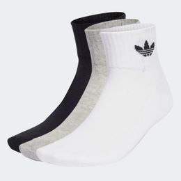 Damen Sportsocken "MID CREW, 3 PAAR", adidas originals, Gr. XLwei&szlig;, medium grau heather, schwarz, Obermaterial: 65% Baumwolle, 32% Polyester, 2%