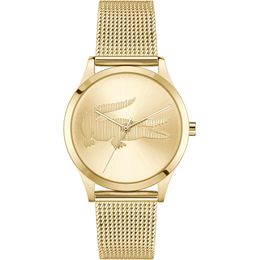 Quarzuhr Lacoste "CROCODELLE", gold (goldfarben, gelbgoldfarben), Armbanduhren, Damen, Quarzuhr, Armbanduhr, Damenuhr, Edelstahlarmband, analog