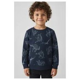 Sweatshirt name it "NMMVARON f&uuml;r Jungen mit Alloverprint und Rippb&uuml;ndchen", Jungen, Gr. 104, blau (schwarz sapphire), Sweatware, Obermaterial: 100% Baumwolle, bedruckt, normal normal, Rundhals, Rippb&uuml;ndchen, Sweatshirts Sweatshirt, bedruckt, casual, regular fit, Baumwolle, Rundhals