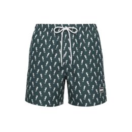 Badeshorts Urban Classics "Urban Classics Herren Pattern Swim Shorts", Gr. 4XL, US-Gr&ouml;&szlig;en, schwarzgr&uuml;nseahorse, 100% Polyester, Badehosen Badeshorts