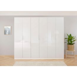 Dreht&uuml;renschrank Rauch "Kleiderschrank Schrank Garderobe Ankleide KOLUNA mit Hochglanz-Front", wei&szlig; (alpinwei&szlig;, hochglanz wei&szlig;), B:271cm H:210cm T:54cm, Holzwerkstoff, Schr&auml;nke, Dreht&uuml;renschrank, inkl. 2 Innenschubladen sowie extra B&ouml;den MADE IN GERMANY
