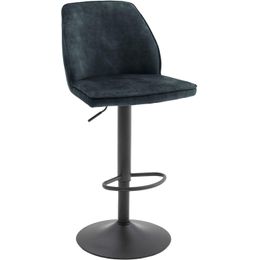 Bistrostuhl MCA furniture "OTTAWA Tresenstuhl Barstuhl Barm&ouml;bel Bistro", blau (petrol, schwarz matt lackiert, petrol), B:48cm H:91cm T:51cm, St&uuml;hle, Bistrostuhl, Barhocker,Bistrostuhl,Barstuhl,drehbar,belastbar120kg,Sitzh&ouml;he 63-84cm