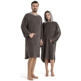 Badeponcho Kangaroos "Dalia Surfponcho, ideal f&uuml;r Sauna, Spa & im Urlaub" Gr. L, anthrazit, L:118cm, Veloursfrottier, Hausm&auml;ntel, weich, Uni-Farben mit Streifen, leicht, Unisex, f&uuml;r Damen und Herren