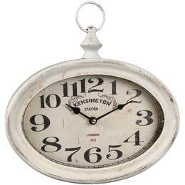 Wanduhr AMBIENTE HAUS "Antikweiss Wanduhr aus metall 27cm", wei&szlig;, B:28cm H:27cm T:6cm, Wanduhren, Wanduhr