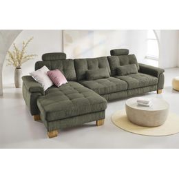 Ecksofa DIE PLANBAR "PP-LA19101 L-Form, Breite 316 cm", forest, B:316cm H:86cm T:177cm, 88% Polyester;12% Polyamid, Sofas, Ecksofa, wahlweise mit Bettfunktion und verstellbaren Kopfst&uuml;tzen, in Cord