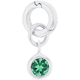 Charm-Einh&auml;nger Amor "Geburtsstein", gr&uuml;n (silberfarben, smaragdgr&uuml;n, smaragdgr&uuml;n), Charms, Damen, Mai, Silber 925 (Sterlingsilber), mit Zirkonia (synth.) oder Stein (synth.)