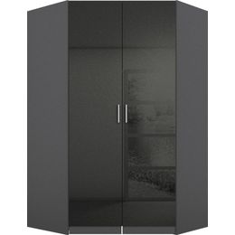 Eckkleiderschrank Rauch "Kleiderschrank Schrank Eckschrank Ankleide Garderobe CELLE", grau (graumetallic, hochglanz effektgrau), B:117cm H:197cm T:117cm, Holzwerkstoff, Schr&auml;nke, Eckkleiderschrank, optional mit Spiegel oder Hochglanzfront MADE IN GERMANY