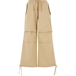Stoffhose Karl Kani "Karl Kani Damen KW233-018-1 KK Small Signature Parachute Pants", Damen, Gr. XS, US-Gr&ouml;&szlig;en, sand, 100% Baumwolle, unifarben, loose fit, Hosen Stoffhose
