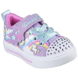 Lauflernschuh Skechers "TWINKLE SPARKS - JUMPIN CLOUDS", Baby, Gr. 25, bunt (lavendel, multi), Lederimitat, Synthetik, Glitzer, Schuhe Lauflernschuh, Blink,-Klettschuh mit Nieten, Gr&ouml;&szlig;enschablone zum Download