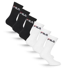Tennissocken Fila "UNISEX CREW TENNIS FULL TERRY SOCKS", Gr. 43-46, 501, schwarz, wei&szlig;, Baumwollmischung, elastisch, Socken Tennissocken, Sportsocken, flache Zehennaht