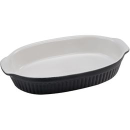 Auflaufform Creatable "Classic Black & White", schwarz (schwarz, wei&szlig;), B:19cm L:33,5cm, Steinzeug, Auflaufformen, markantes Streifenrelief, au&szlig;en schwarz, innen wei&szlig;, 33,5 x 19 cm