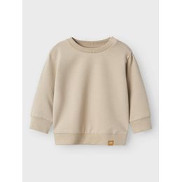 Sweatshirt name it "NBNTAKKI f&uuml;r M&auml;dchen und Jungen mit Druckknopf und Stretch", M&auml;dchen, Gr. 56, beige (pure cashmere), Sweatware, Obermaterial: 95% Baumwolle, 5% Elasthan, unifarben, normal normal, Rundhals, Rippb&uuml;ndchen, Sweatshirts Sweatshirt, unifarben, casual, regular fit, Baumwollmix, Rundhals
