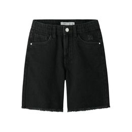 name it M&auml;dchen Jeansbermudas "NKFBELLA HW WIDE DNM SHORTS 1488-BE NOOS"schwarz denim, Gr. 158, Abriebeffekte, overdyed, unifarben, Denim/Jeans,