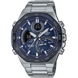 Smartwatch CASIO EDIFICE, bunt (dunkelblau, silberfarben, silberfarben, blau), Smartwatches, Smartwatch, Solaruhr,Armbanduhr,Herrenuhr,Stoppfunktion,Edelstahlarmband,Bluetooth