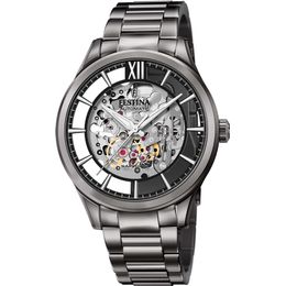 Automatikuhr Festina "Automatik", grau, Armbanduhren, Herren, Automatikuhr, Armbanduhr, Herrenuhr, mechanische Uhr, Edelstahlarmband, Saphirglas
