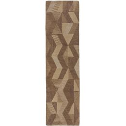 Wollteppich FLAIR RUGS "Asher 3D Effekt", beige (natur), B:60cm H:10mm L:230cm, Wolle, Teppiche, Wolle, Teppich, Wohnzimmer, Schlafzimmer, Esszimmer