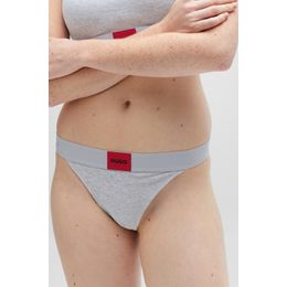 String HUGO UNDERWEAR "RED LABEL", Damen, Gr. L (40), grau (medium, grau 033), Jersey, Obermaterial: 93% Baumwolle, 7% Elasthan, unifarben, k&ouml;rpernah, Unterhosen String, mit Logo auf dem elastischen Bund