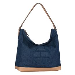 Hobo Tom Tailor "Gilda", Herren, Gr. B/H/T: 31cm x 30,5cm x 12cm, denim blau, Baumwolle, Lederimitat, Taschen Hobo, Damen Tragetasche, Schultertasche mit gro&szlig;em Tom-Tailor-Logo
