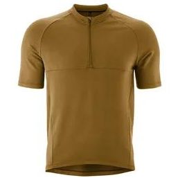 Radtrikot Gonso "Adventure Jersey Nature M", Herren, Gr. L, hellbraun, 90% Viskose, 5% Elasthan, 5% Polyamid, Rundhals, Trikots, Herren Fahrradtrikot kurzarm, bequemes Half-Zip Trikot, Slim Fit