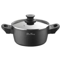 Pinti Inox Kochtopf PINTINOX "Pinti Power", grau (schwarz, edelstahlfarben), &Oslash;:20cm, T&ouml;pfe, Suppentopf Fleischtopf Kochtopf, 2-lagige Antihaftbeschichtung, Induktion, inkl. Glasdeckel