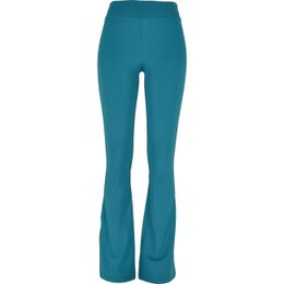 Leggings Urban Classics "Urban Classics Damen Ladies Recycled High Waist Flared Leggings", Damen, Gr. XXL, US-Gr&ouml;&szlig;en, watergr&uuml;n, 78% Polyester, 22% Elasthan, unifarben, skinny fit, Hosen Leggings