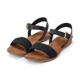 Tchibo - Ledersandalen mit H&auml;kelriemen - Damen - Gr. 41 - schwarz