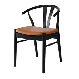 Stuhl HAMMEL FURNITURE "Frida, Massivholz mit gepolsterter Sitzfl&auml;che - hoher Komfort", , schwarz, schwarz, cognac, B:53cm H:75cm T:54cm, Leder, Massivholz, St&uuml;hle, Stuhl, Massivholz, gepolsterte Sitzfl&auml;che, versch. Farbvarianten