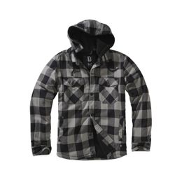 Anorak Brandit "Brandit Herren Lumberjacket Hooded", Herren, Gr. 4XL, schwarz, charcoal, 100% Baumwolle, kariert, normal, ohne Ausschnitt, Jacken