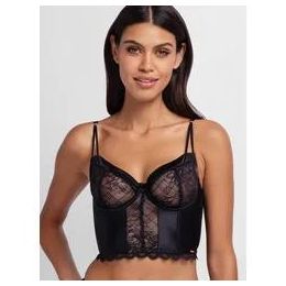 Bustier Dorina "Hasina", Damen, Gr. 70, Cup C, schwarz, Spitze, Obermaterial: 54% Polyamid, 37% Polyester, 9% Elasthan, unifarben, BHs Bustier, mit zarter Spitze und gl&auml;nzendem Satin, verstellbare Tr&auml;ger