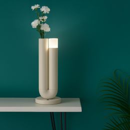 OTTO HOME LED Tischleuchte "Lynett - Akku Tischlampe, Blumenvase integriert", beige, 1, H: 26,8cm, 1 Stk., Leuchten, inkl. Vase, Akkulampe, wireless charging, 27 cm, kabellose Lampe, Deko, LED Tischleuchte