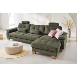 Ecksofa DIE PLANBAR "PP-LA19101 L-Form, Breite 316 cm", forest, B:316cm H:86cm T:177cm, 88% Polyester;12% Polyamid, Sofas, Ecksofa, wahlweise mit Bettfunktion und verstellbaren Kopfst&uuml;tzen, in Cord