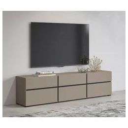 Lowboard OTTO HOME "Cross, moderne grifflose TV-Kommode,3 Klappen/3 Schubk&auml;sten", schwarz (congo, schwarz), B:180cm H:48,2cm T:40cm, FSC-zertifizierter Holzwerkstoff, Melamin, Sideboards, Lowboard, Breite 180 cm, TV-Schrank mit viel Stauraum, TV-Board