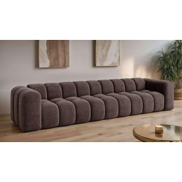 Big-Sofa OTTO HOME "XL KALLIE Design-Sofa mit Steppung, Bubble-Optik, Breite 340 cm", braun, B:340cm H:72cm T:95cm, 100% Polyester, Sofas, Big-Sofa, Wellenunterfederung, hoher Sitzkomfort und modernes Design
