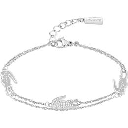 Gliederarmband Lacoste "CROCODILE", silber (edelstahlfarben), Armb&auml;nder, Damen, 16,5cm, Edelstahl, Gliederarmband