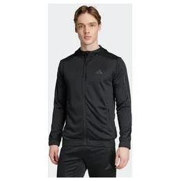Kapuzensweatjacke Adidas PERFORMANCE "TRAIN ESSENTIALS SEASONALS FULL-ZIP HOODIE", Herren, Gr. L, schwarz, Obermaterial: 100% Polyester, angesetztes B&uuml;ndchen, Sweatjacken